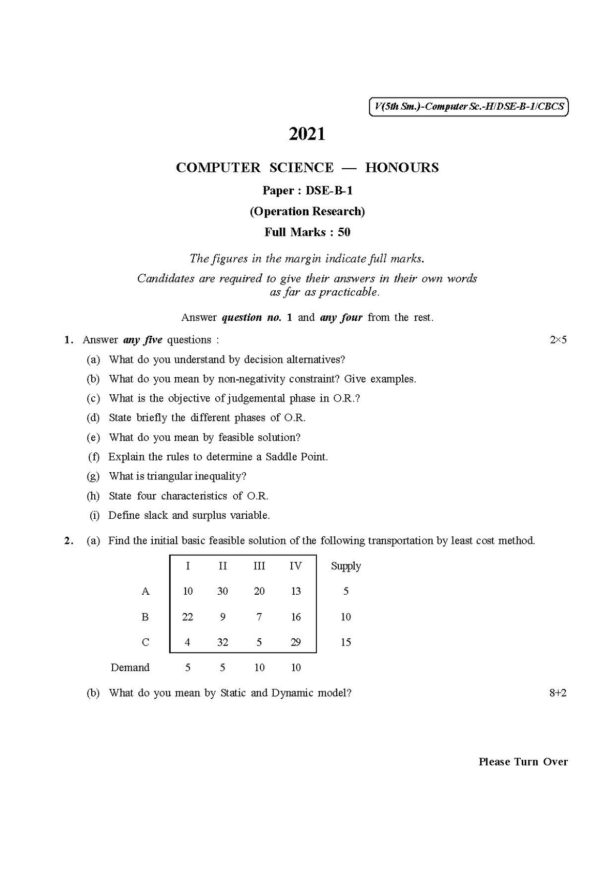 File Cu 2021 B Sc Honours Computer Science Semester 5 Paper Dse B 1