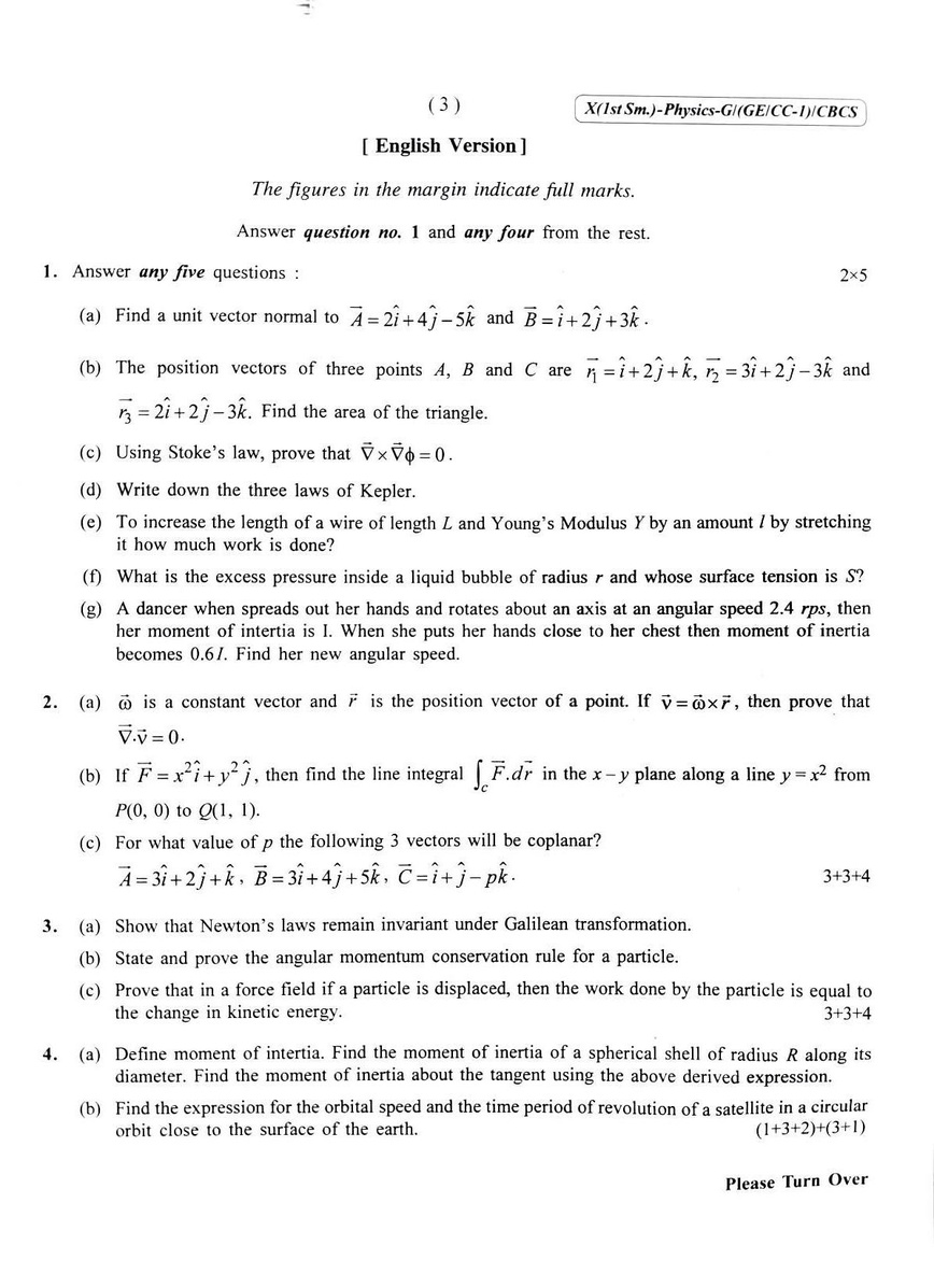 File Cu 2022 B Sc General Physics Semester 1 Paper Cc1 Ge1 Qp Pdf