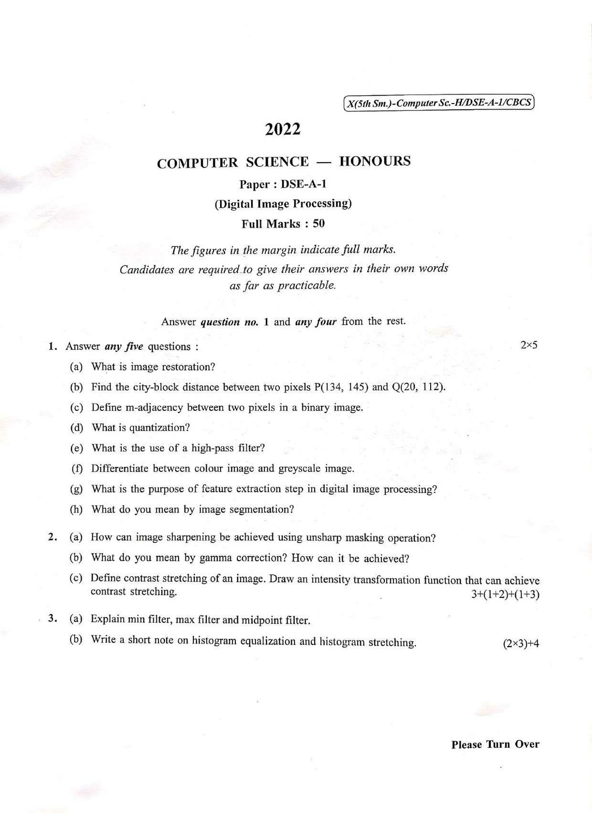 File Cu 2022 B Sc Honours Computer Science Semester 5 Paper Dse A 1