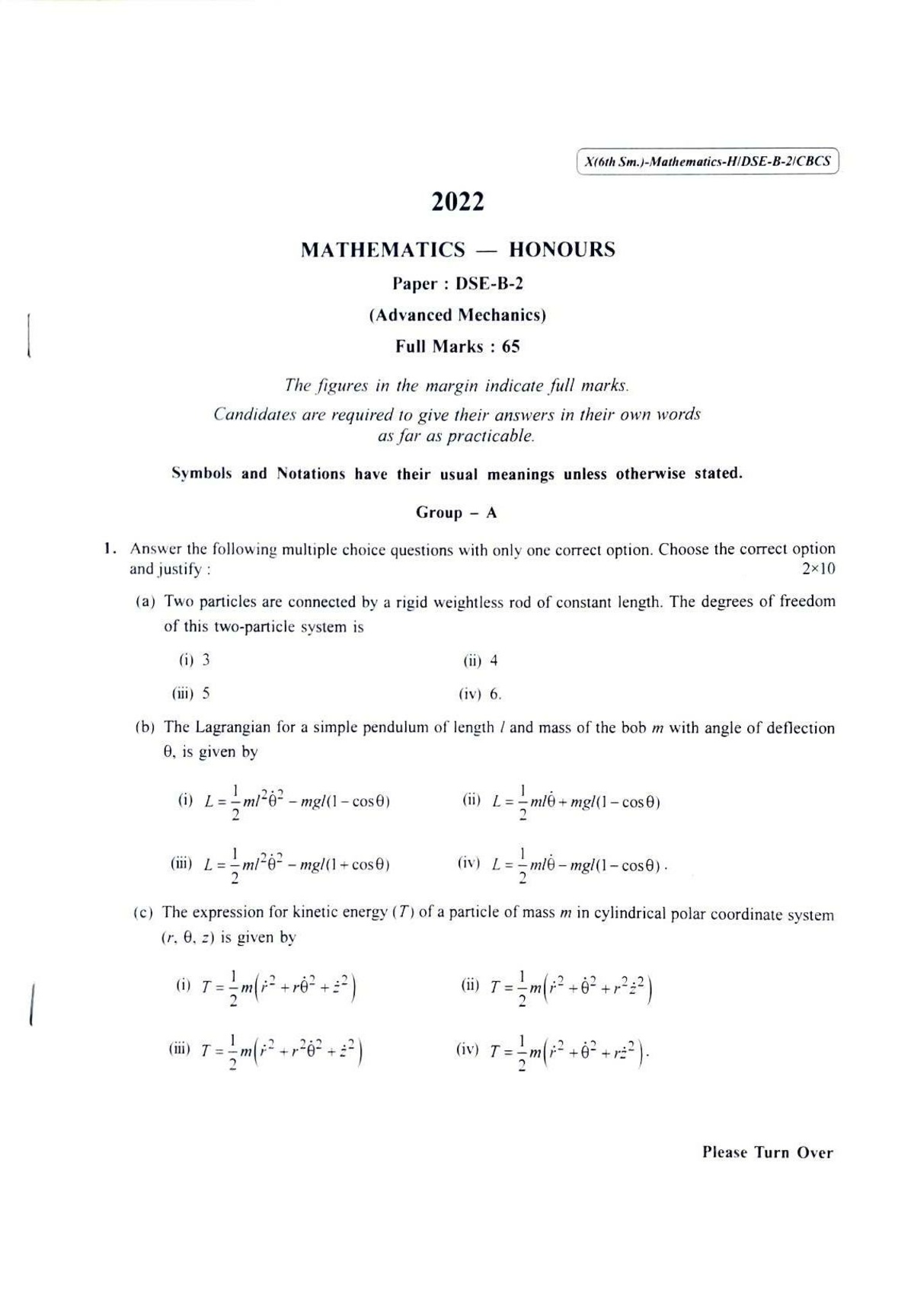 File Cu 2022 B Sc Honours Mathematics Semester 6 Paper Dse B 2 Qp