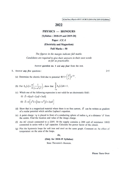 File Cu 2022 B Sc Honours Physics Semester 2 Paper Cc 3 Qp Pdf