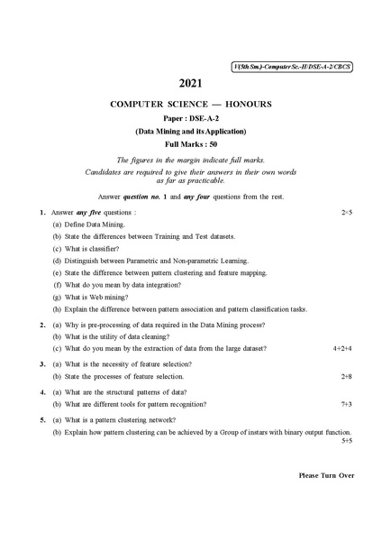 File Cu 2021 B Sc Honours Computer Science Semester 5 Paper Dse A 2