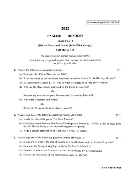 File:CU-2022 B.A. (Honours) English Semester-2 Paper-CC-4 QP.pdf ...