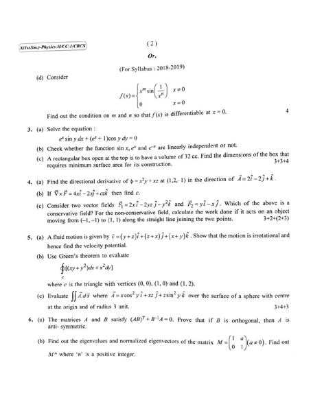 File Cu 2022 B Sc Honours Physics Semester 1 Paper Cc 1 Qp Pdf